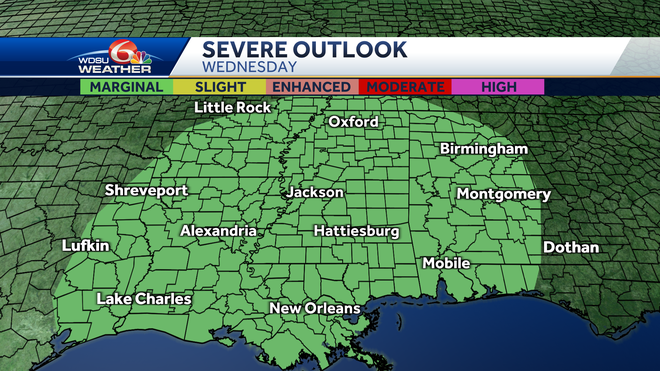 New Orleans record warm forecast Wednesday storms