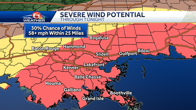 New Orleans severe storms tornadoes high winds