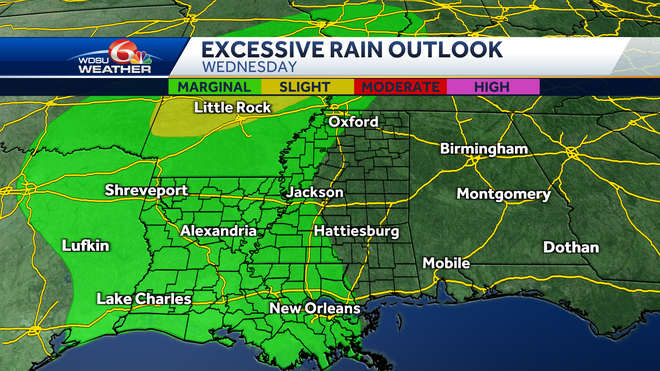 New Orleans record warm forecast Wednesday storms