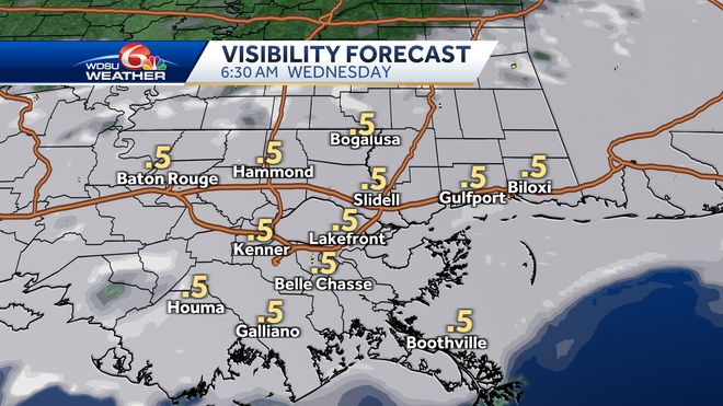 New Orleans dense fog record warm forecast