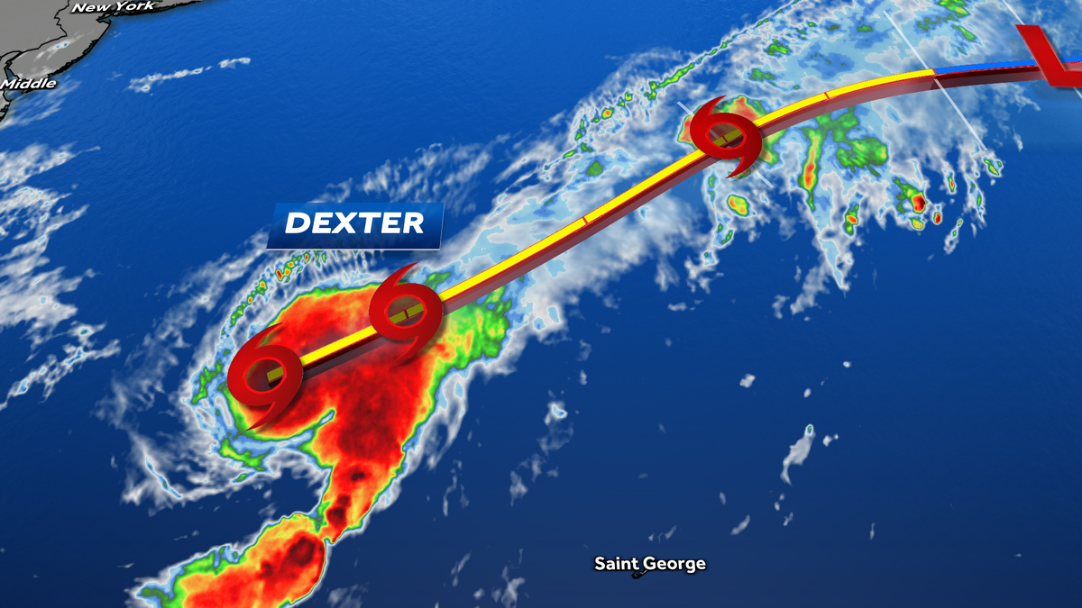 Tropical Storm Dexter is off the coast of North Carolina