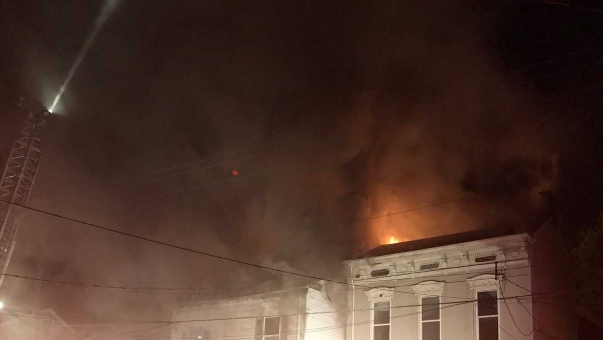 Flames shoot out of Newport building, prompting evacuations