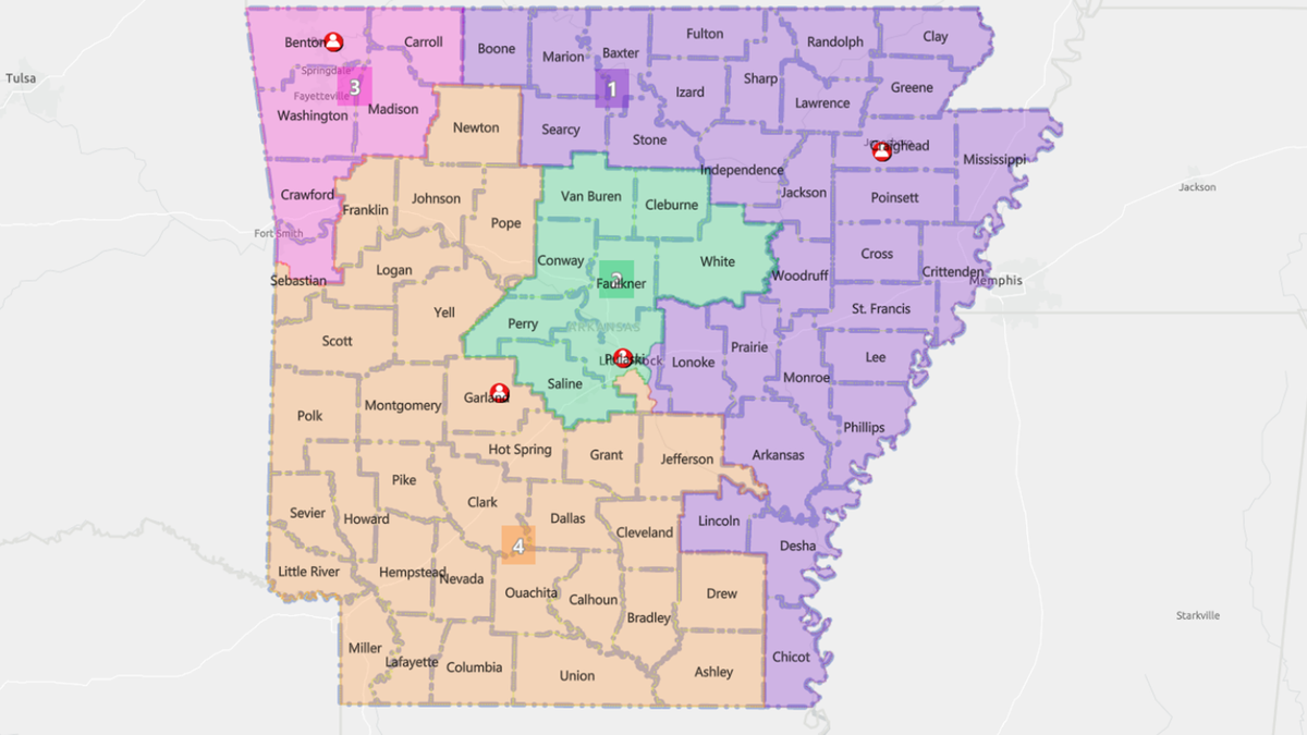 Arkansas' largest county could be divided into 3 districts