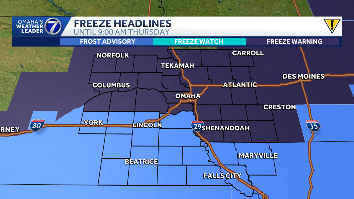 Nebraska weather: Frost, freeze possible Thursday