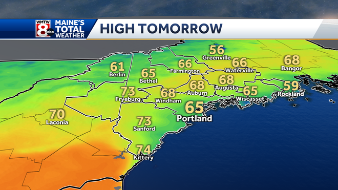 Off-and-on showers with possible thunder in Maine