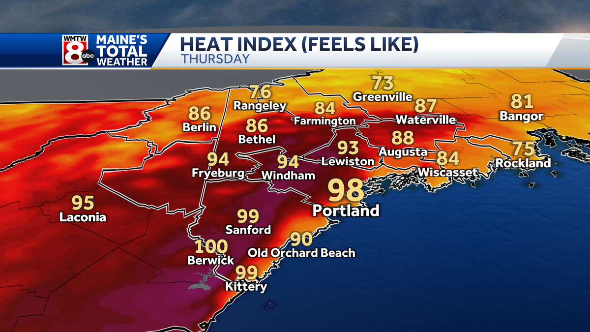 Southern Maine temperatures to feel like 90s due to humidity
