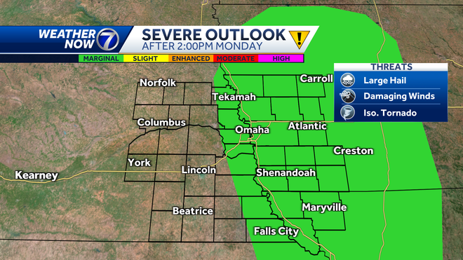 Omaha weather: Thunderstorms Monday, snow chances early Tuesday