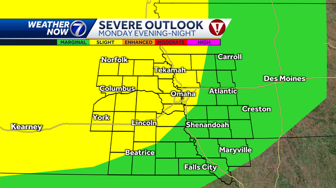 Omaha weather: Rounds of severe storms possible late Monday, Tuesday