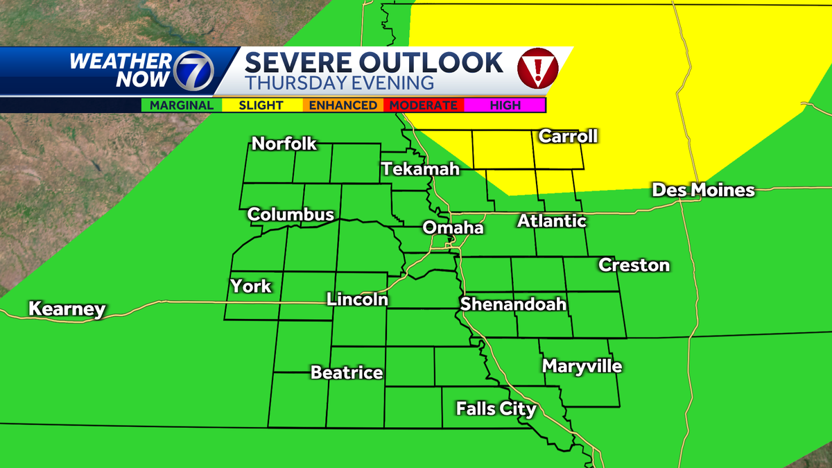 Omaha weather: Storms likely Thursday evening, some severe potential
