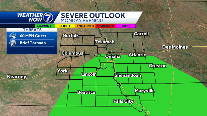 Omaha weather: Heavy rain Monday, evening storms possible