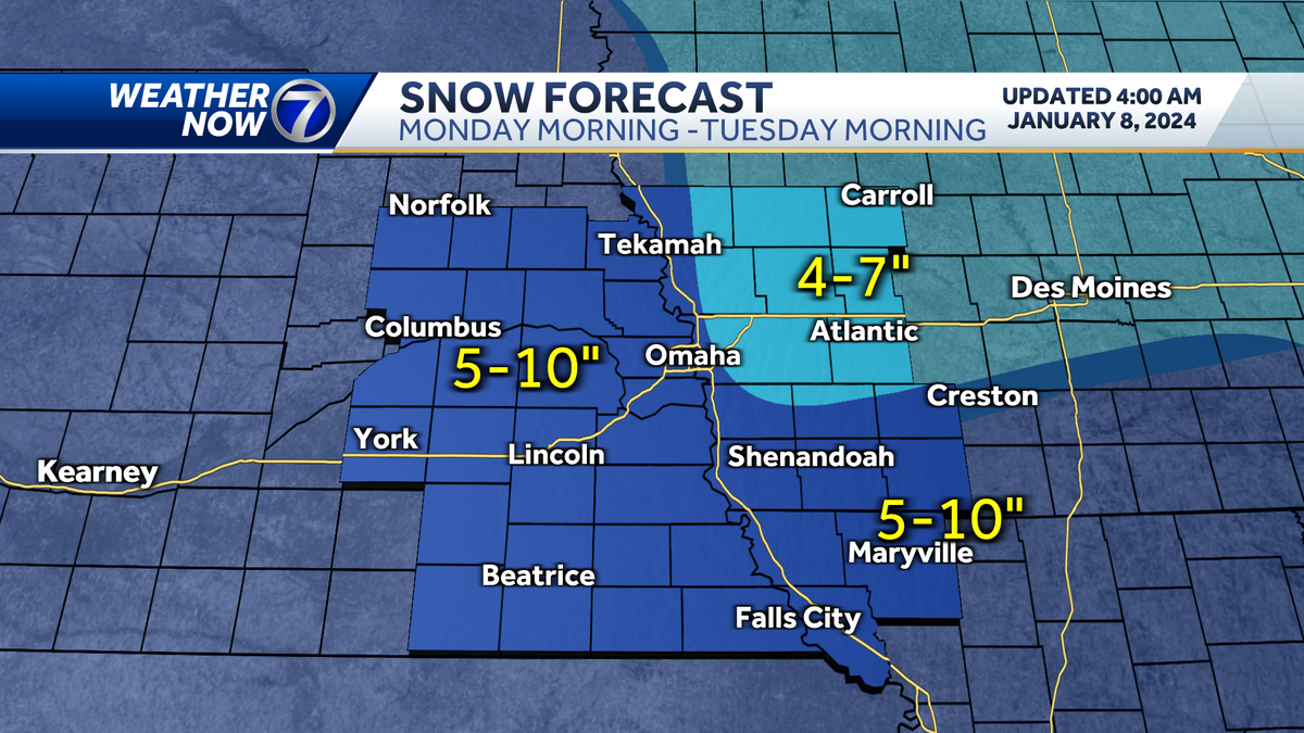 Omaha morning weather forecast for Monday, January 8