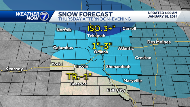 Omaha weather: Thursday snow for evening commute, then more extreme cold