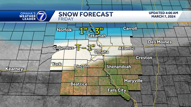 Omaha weather: Rain, snow forecast Friday morning
