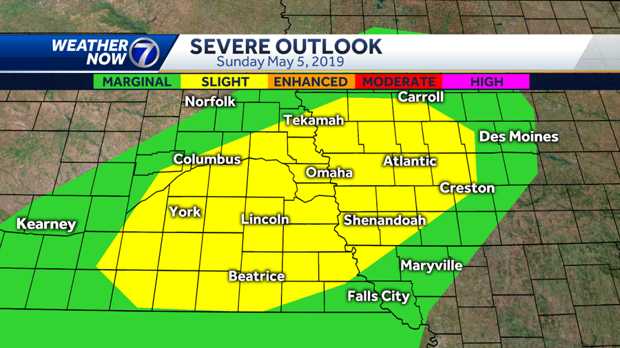Severe storms possible Sunday afternoon