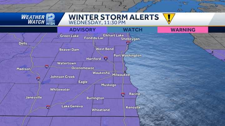 Winter weather advisory issued for south-central, SE Wisconsin