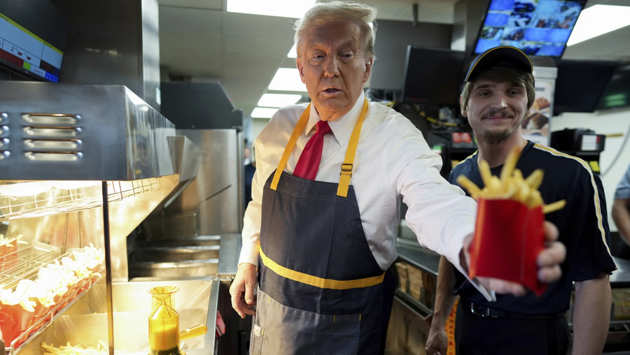 Trump Works The Fry Station And Holds A Drive Thru News Conference At A