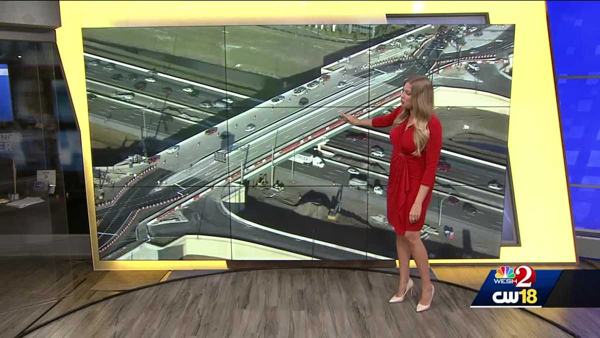 Diverging diamond interchange open on Daryl Carter Parkway at I-4