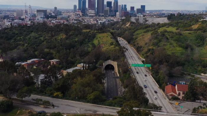 Eerie drone video shows LA without morning gridlock