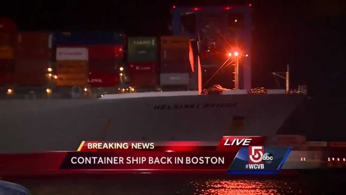 Container ship returns to Boston