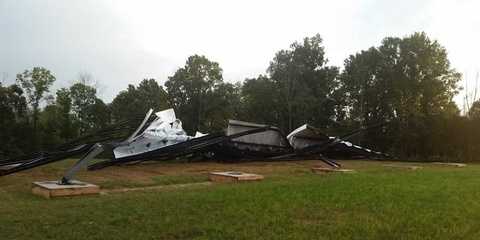 Collapsed screen closes Sauerbeck Family Drive-In