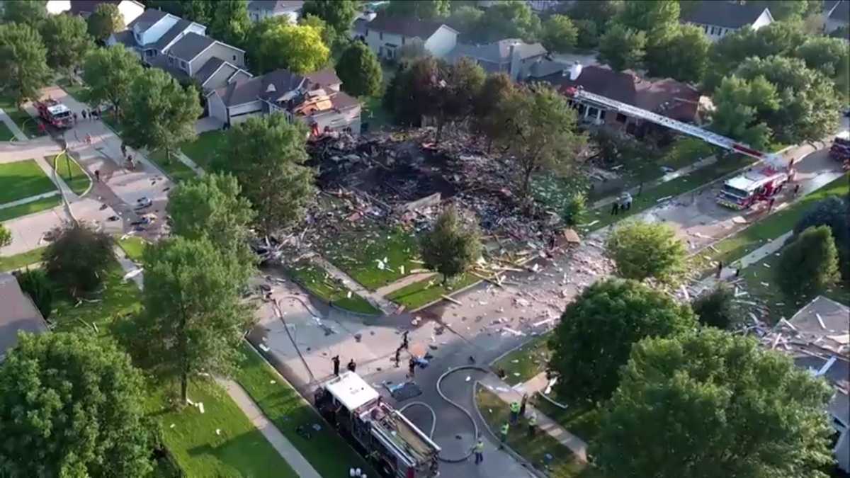 Drone video of Lincoln house explosion