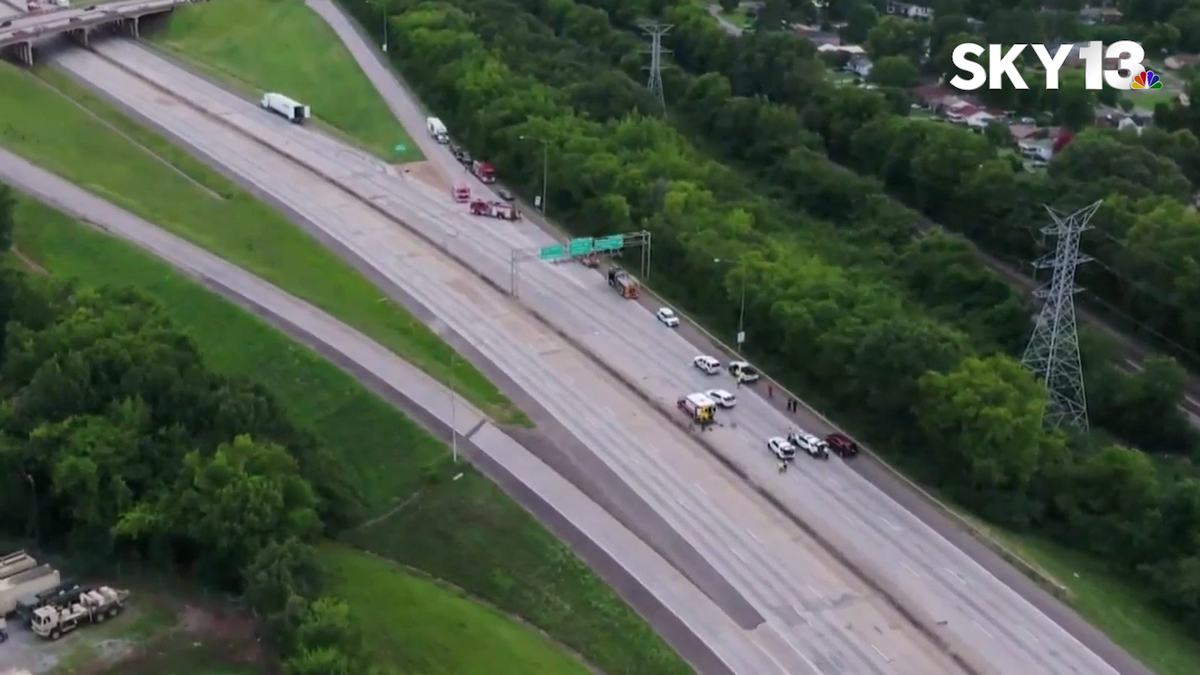 SKY 13 drone video shows I-65 lye spill shutdown in Birmingham