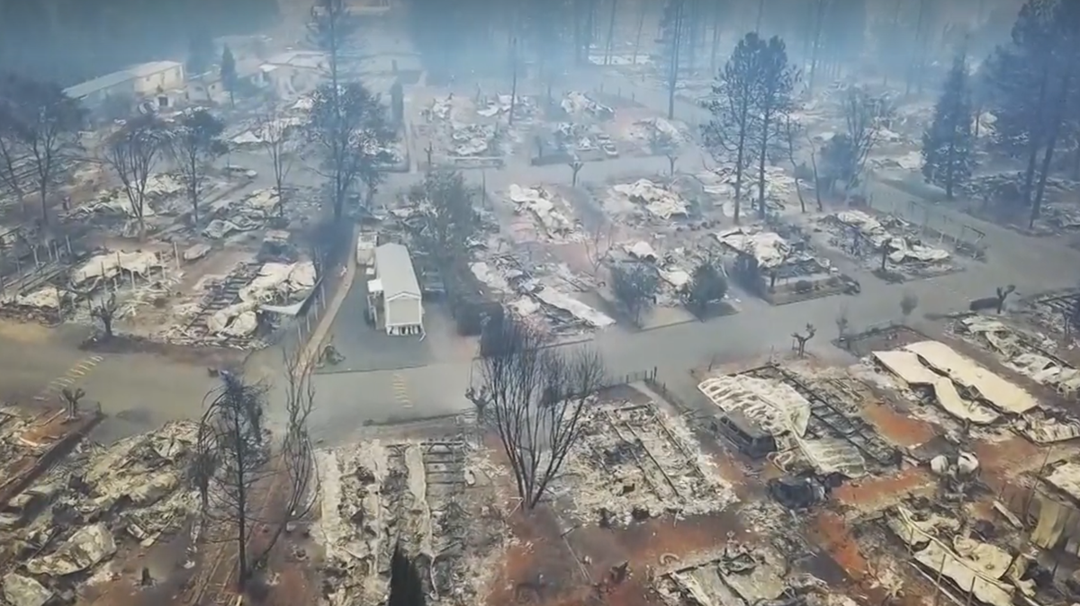 Drone footage shows aftermath of Camp Fire in California