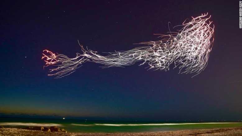 Swarm of drones lights up the night's sky