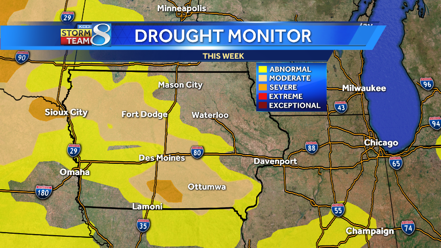 Dry conditions worsen as part of Iowa now in severe drought