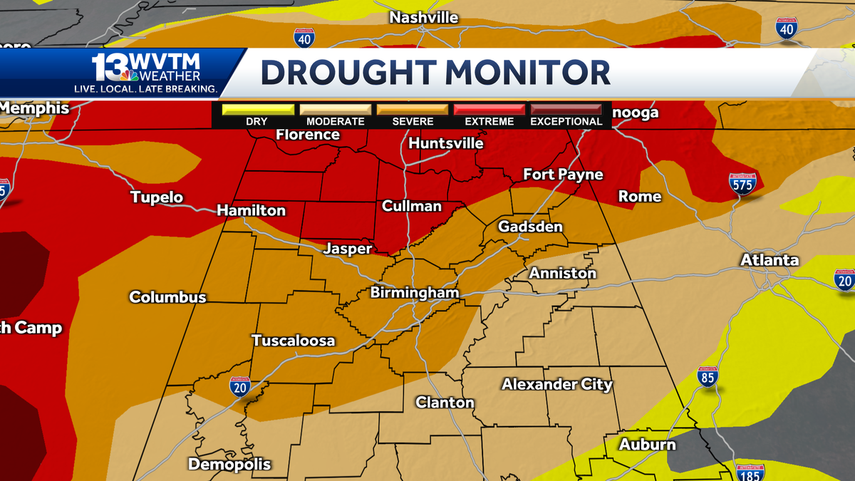 Temperatures gradually warm in Alabama as extreme drought expands