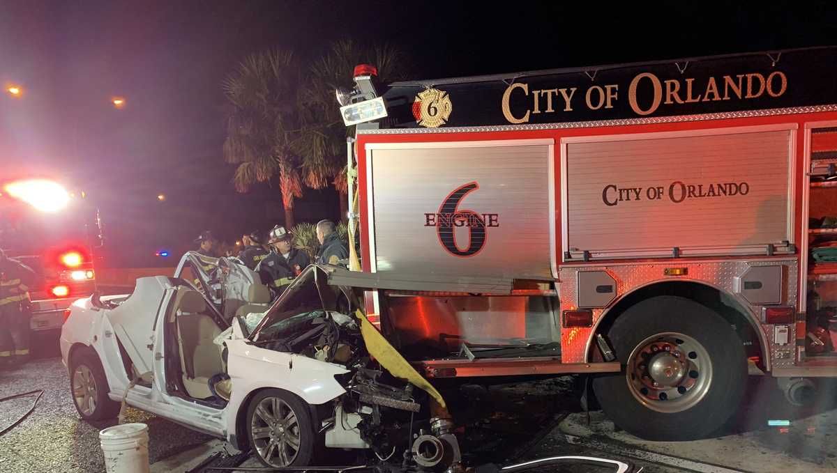 3 Orlando firefighters hurt when car slams into fire engine