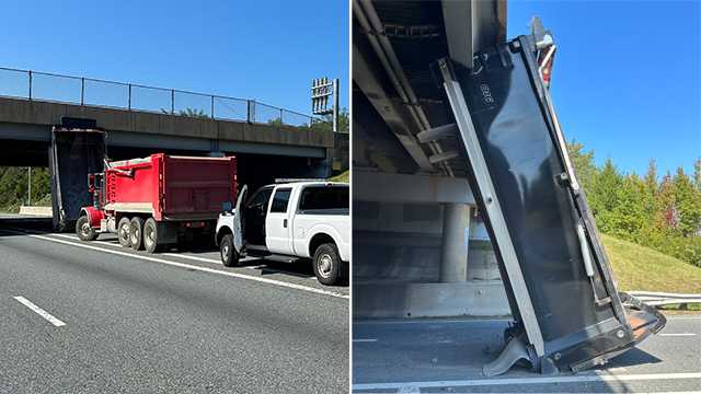 I-95 lanes closed after dump truck hits bridge in Abingdon