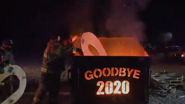 Literal dumpster fire replaces New Year ball drop