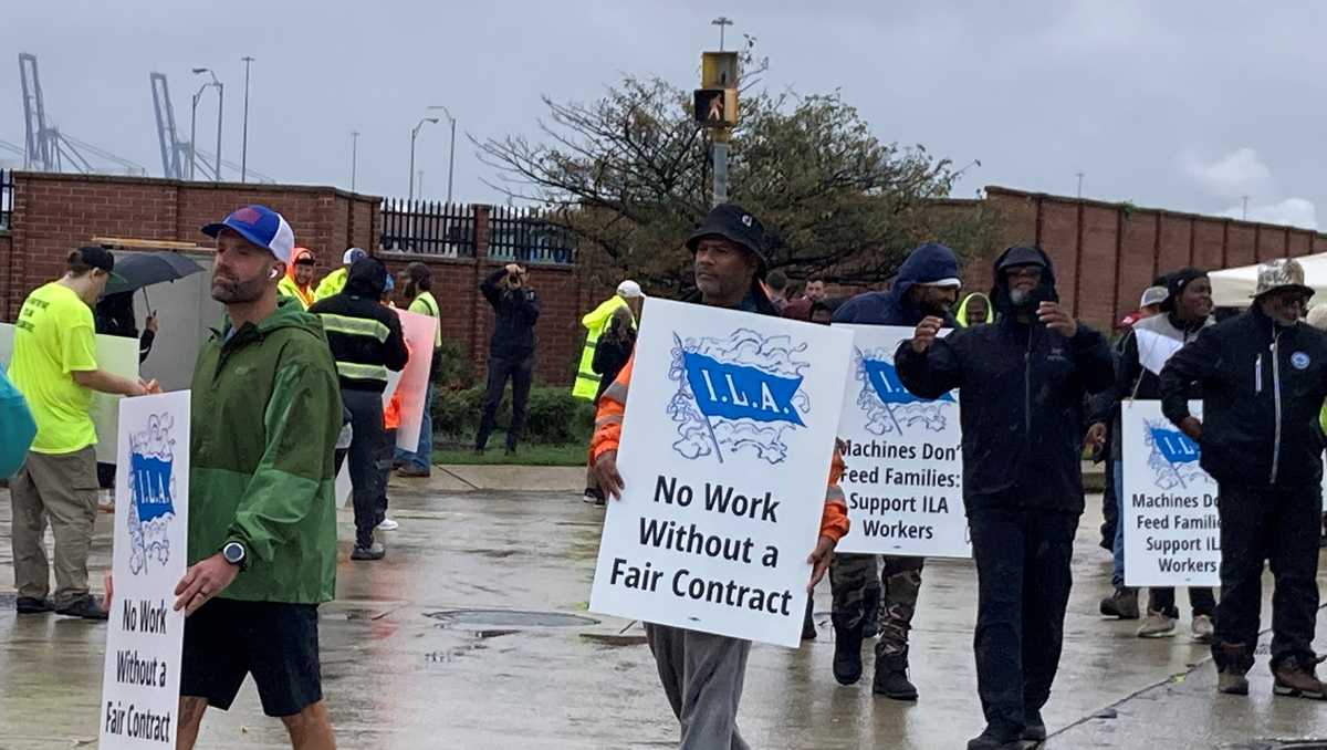Baltimore port workers join nationwide strike