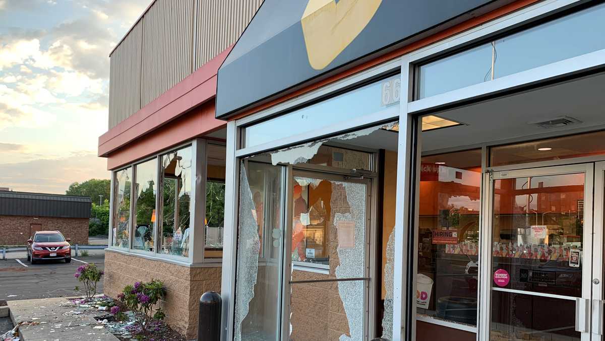 Brockton Dunkin' damaged during protest