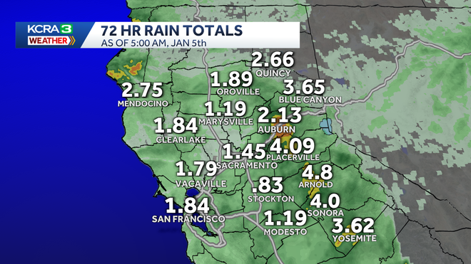 Northern California winter storm: Here are rain and snow totals