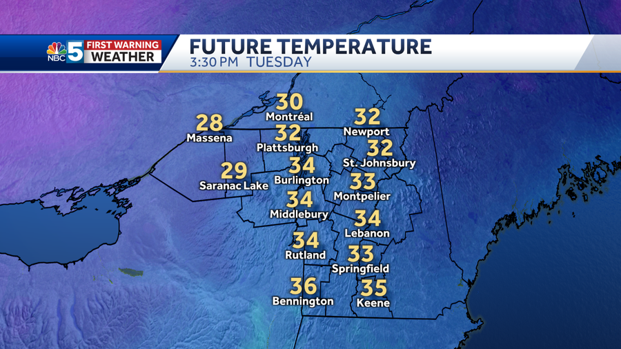 Futurecast: Hour-by-hour temperatures