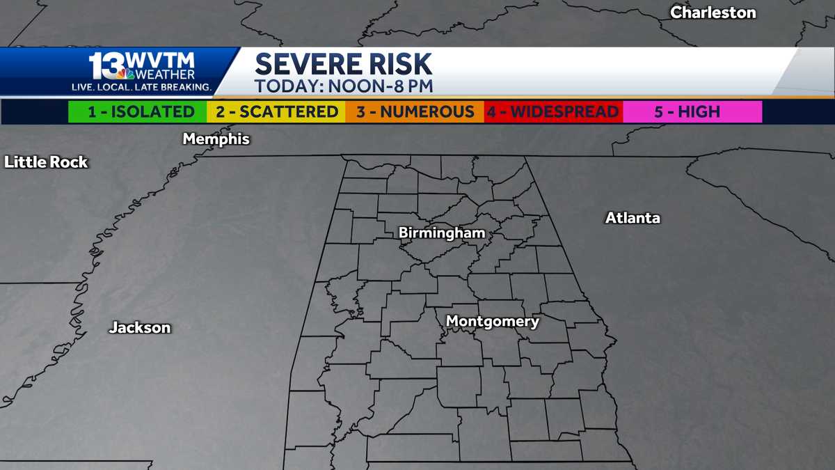 Severe weather possible today across central Alabama