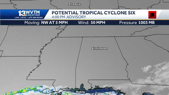 Low pressure system in the Gulf brings rain to Alabama