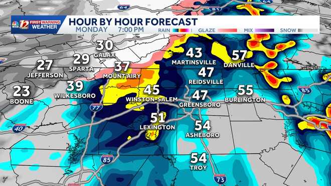 Hour-by-hour forecast: Lingering rain and Mountains snow showers