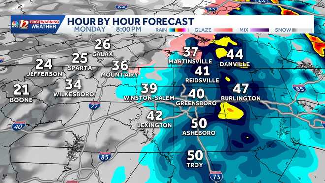 Hour-by-hour forecast: Lingering rain and Mountains snow showers