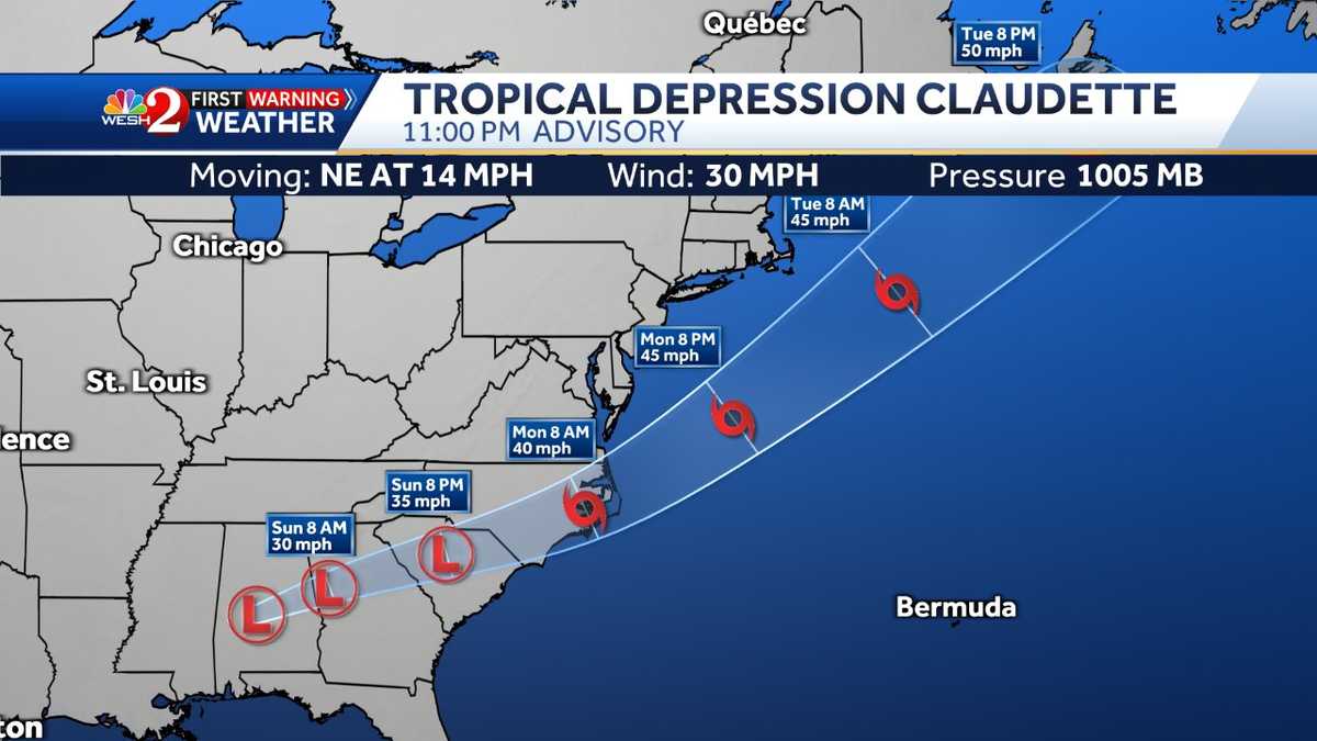 Claudette expected to remain tropical depression through the weekend