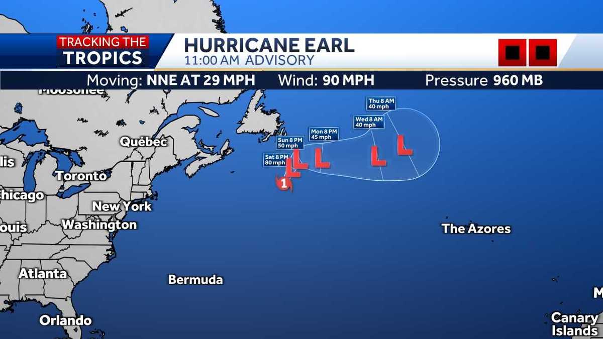 Tropical Storm Earl's track