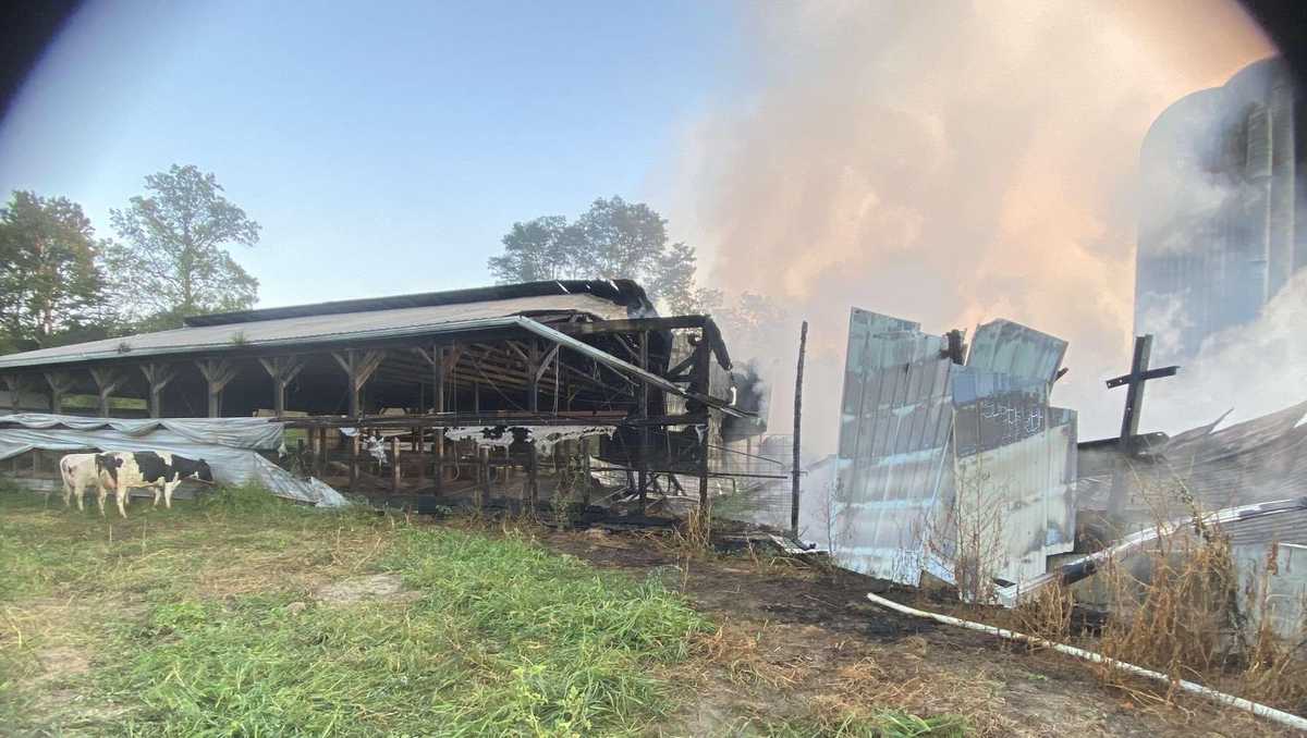 Pa. farmer was in middle of milking cows when he spotted barn fire