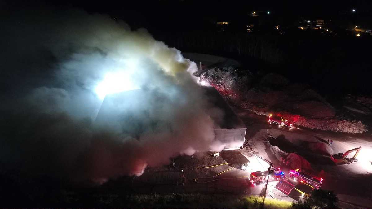 Several crews battle recycling plant fire in Eliot