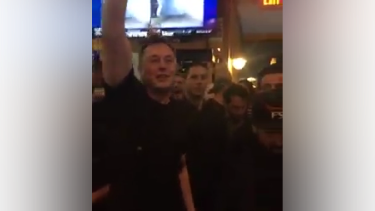 Elon Musk Celebrates Falcon Heavy Launch At Port Canaveral Restaurant