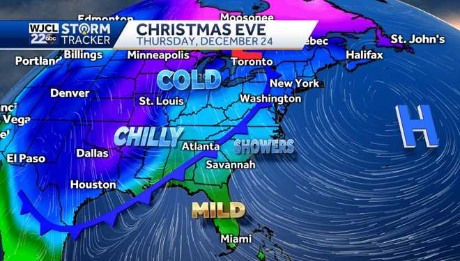 Warmer weather moves in until a Christmas Eve Cold Front