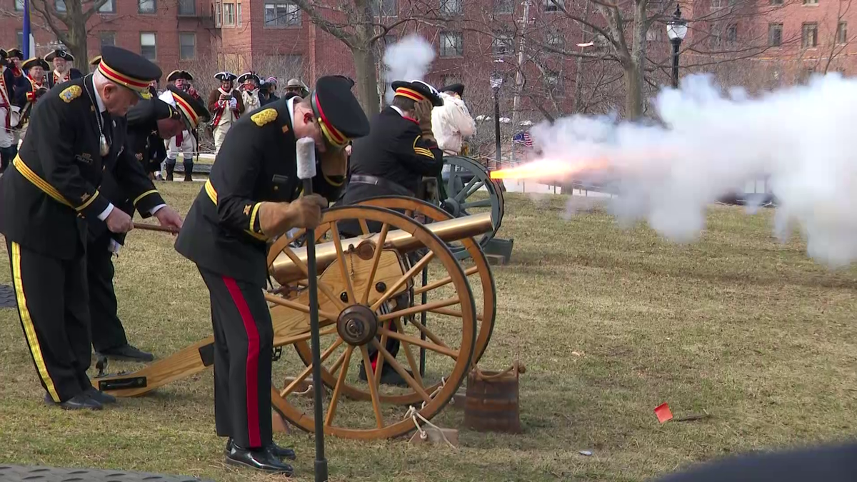 Boston marks 250th Evacuation Day with cannons, monument rededication