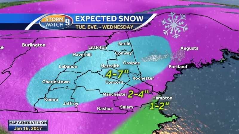 Multiple inches of snow, wintry mix possible mid-week in NH