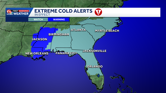 Southeast Louisiana under Extreme Cold Warning